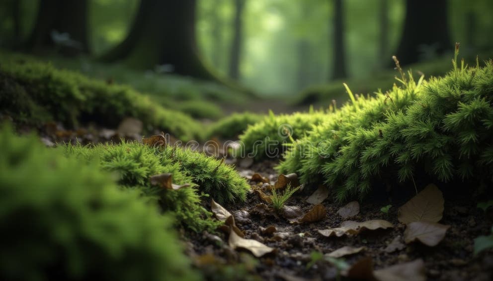 Forest Floor Covered with a Thick Layer of Damp Moss and Leaves, Damp ...