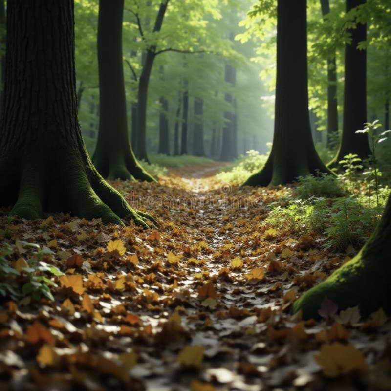 Forest Floor Covered in a Thick Layer of Soft Downy Leaves, Thick ...