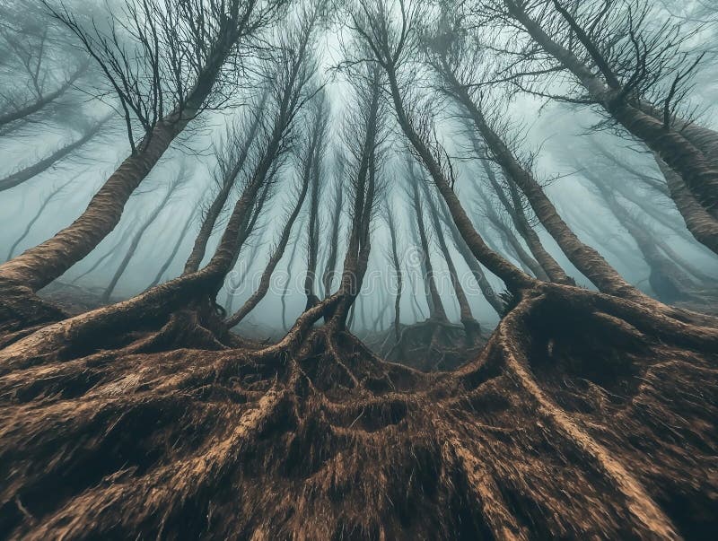 Forest Floor, Tree Roots, Dark and Moody Atmosphere, Natural Textures Stock Illustration ...