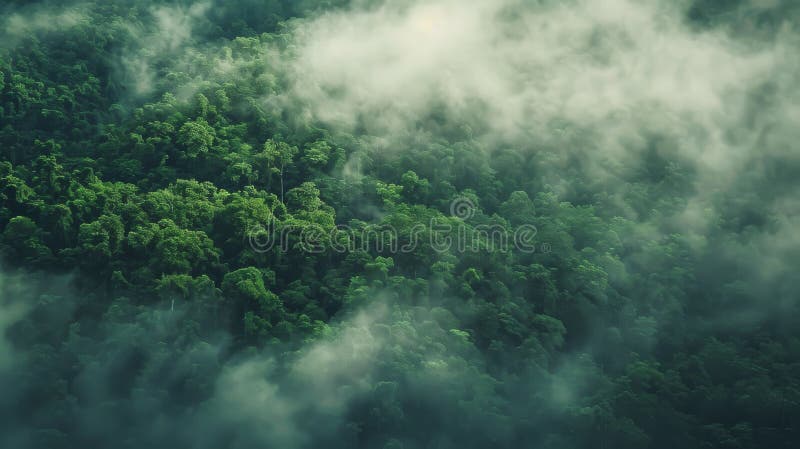A Forest with Fog Rolling in Stock Illustration - Illustration of mood ...