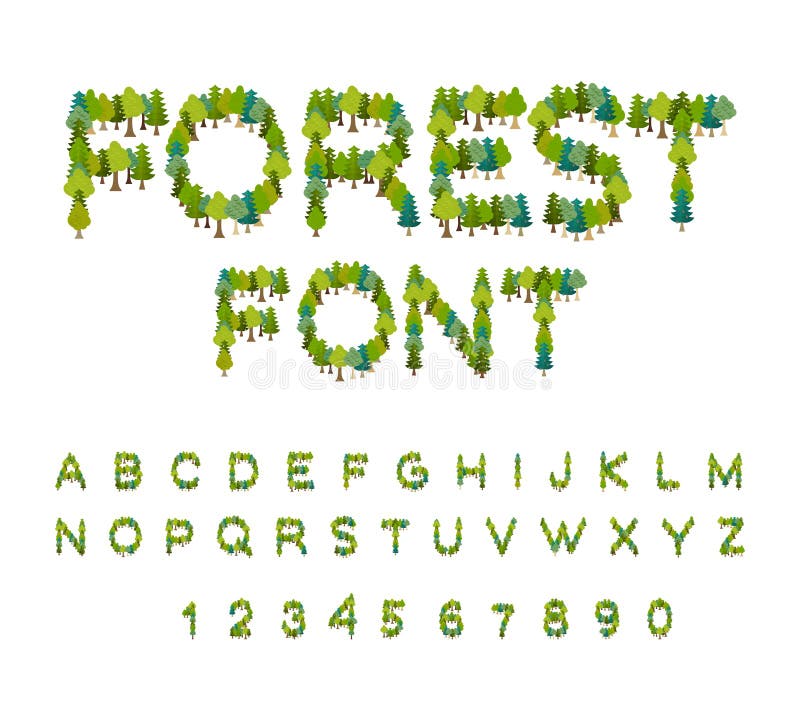 Forest Font. Tree Alphabet. Letter from Tree. Nature Alphabet Stock ...