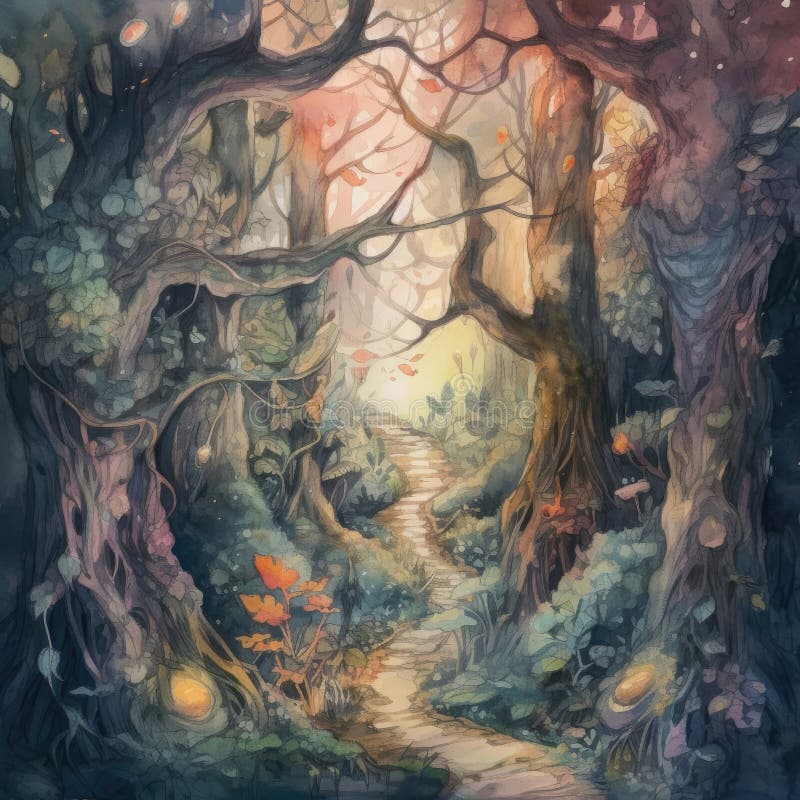 Forest Foreboding and Dark stock illustration. Illustration of mystery ...