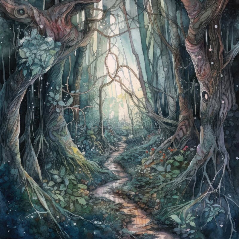 Forest Foreboding and Dark stock illustration. Illustration of terror ...