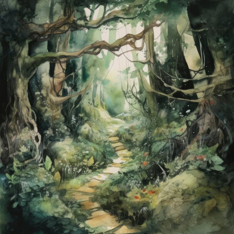 Forest Foreboding and Dark stock illustration. Illustration of fear ...