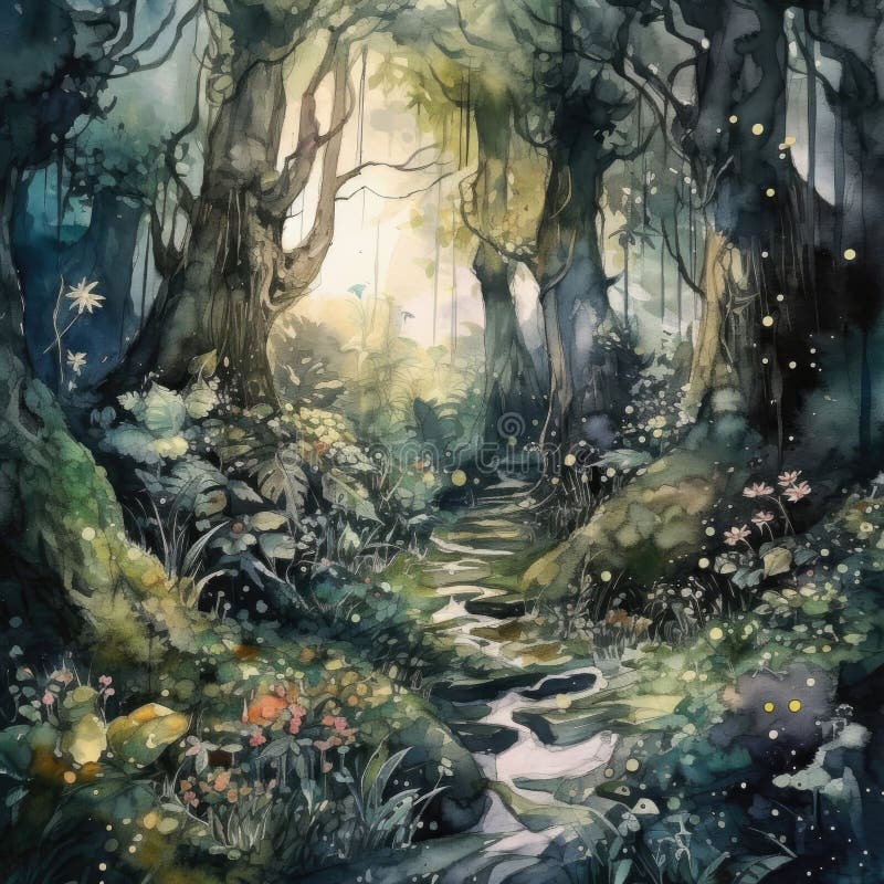 Forest Foreboding and Dark stock illustration. Illustration of tree ...