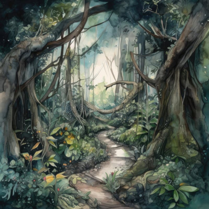 Forest Foreboding and Dark stock illustration. Illustration of creepy ...