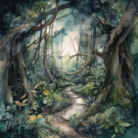 Forest Foreboding and Dark stock illustration. Illustration of creepy ...