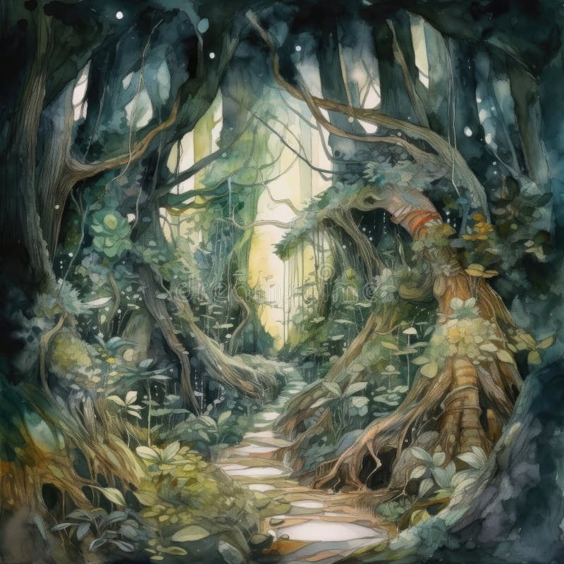 Forest Foreboding and Dark stock illustration. Illustration of terror ...