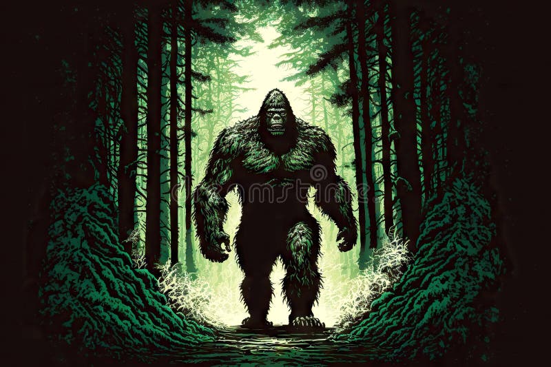 Forest Formidable Monster Bigfoot among Dense Forest Thicket Stock ...