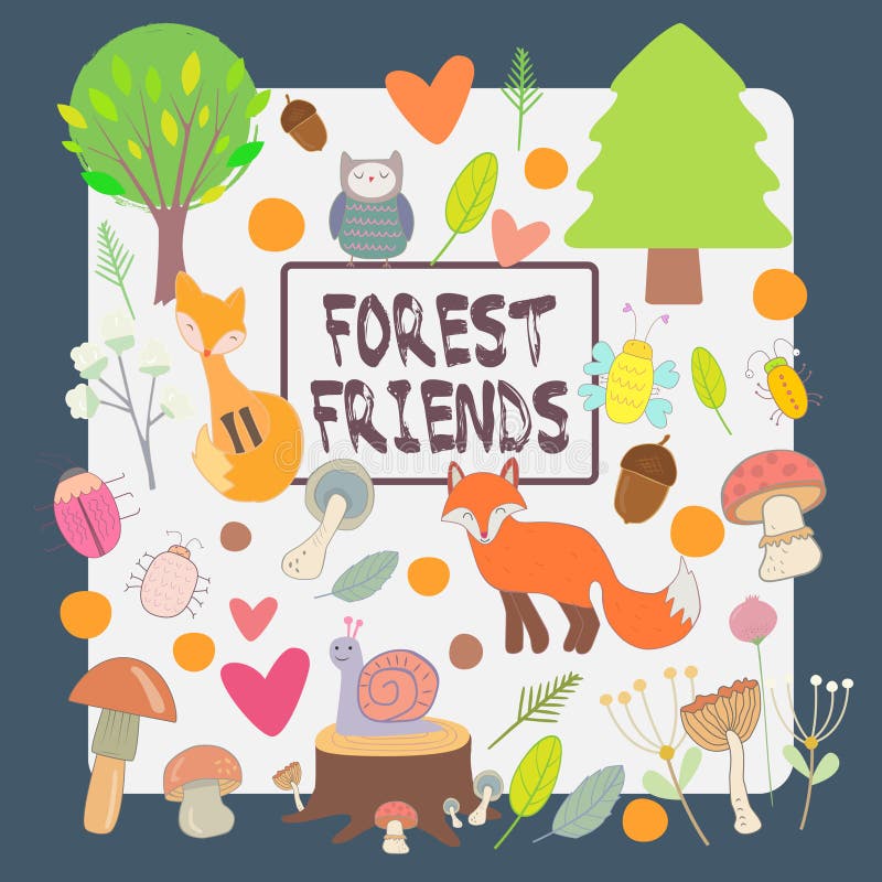 Forest friends stock illustration. Illustration of sweet - 83247726