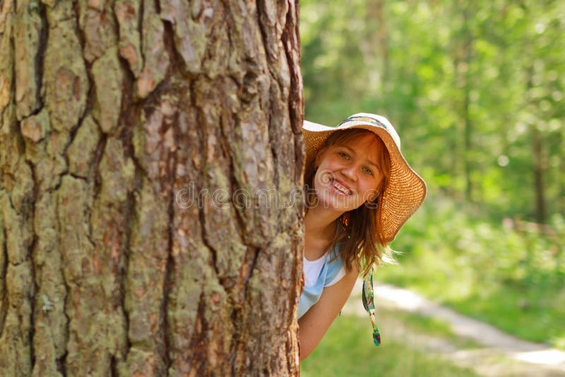 Forest fun stock image. Image of blonde, green, girl - 23213699
