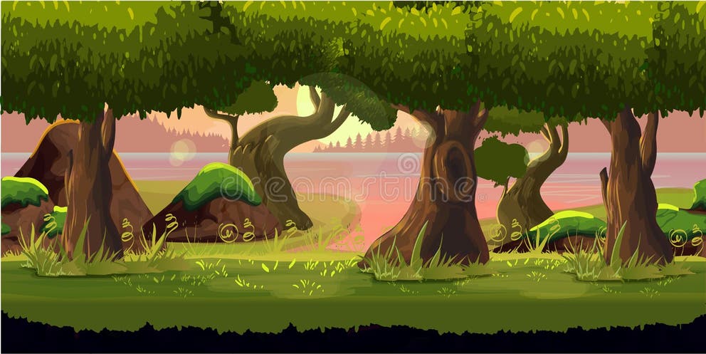 Forest Game Background 2d Application. Vector Design. Stock Vector ...