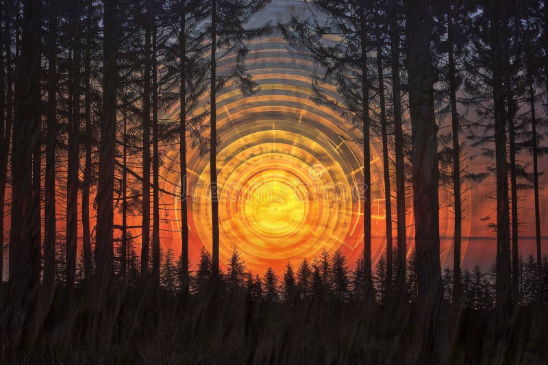A Forest with a Glowing Circle in the Center Stock Photo - Image of ...