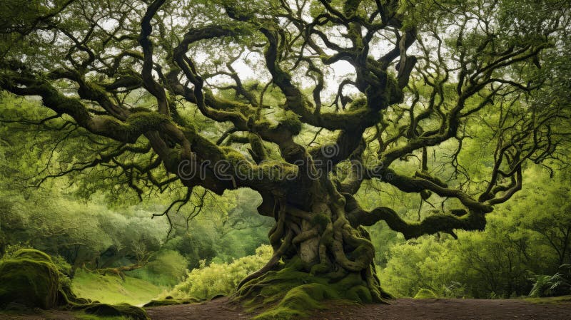 Forest gnarled tree stock photo. Image of tranquil, mystery - 368670436