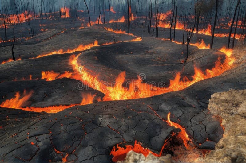 A Forest Going Up in Flames Stock Illustration - Illustration of ...