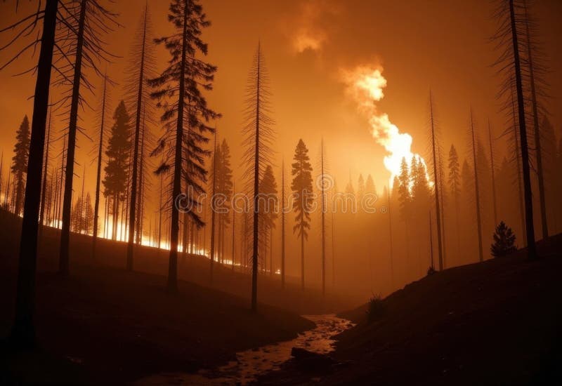 A Forest Going Up in Flames Stock Illustration - Illustration of nature ...