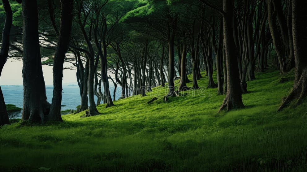 Forest grass with tree stock image. Image of verdant - 374100809