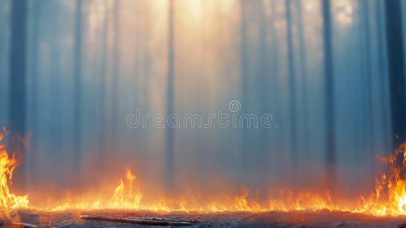 Forest Ground Fire with Flames Spreading Across the Forest Floor Stock ...