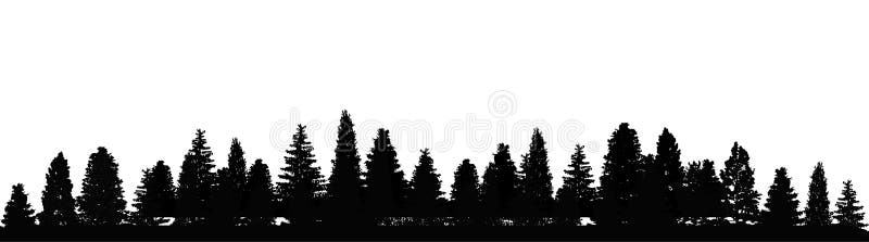 Forest, Group of Trees Silhouettes - Vector Stock Vector - Illustration ...