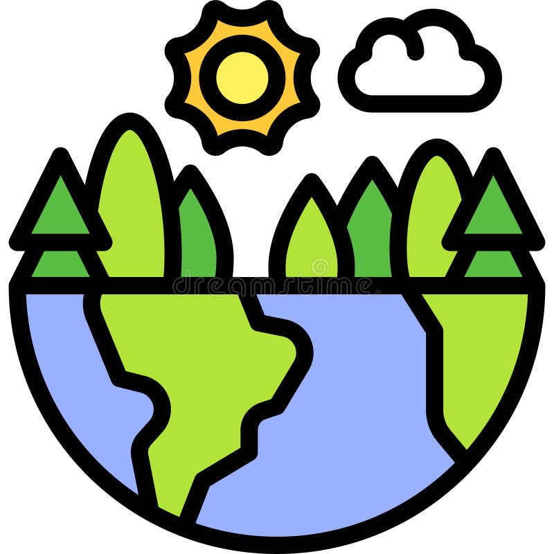 Forest on Half Earth Icon, Earth Day Related Vector Stock Vector ...