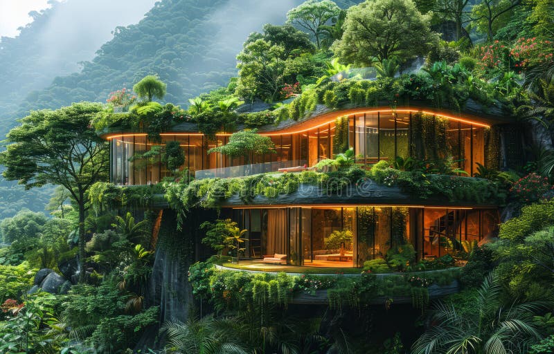 Forest Hotel and Resort in the Mountains Stock Image - Image of plant ...