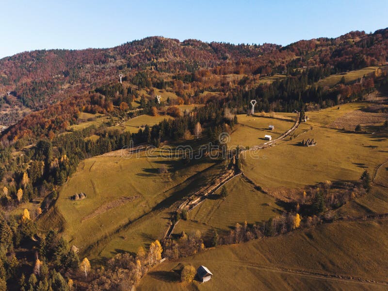 Forest and Houses on Hillside Stock Image - Image of mountain ...
