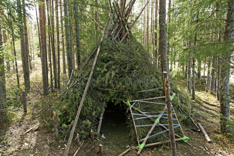 A Forest Hut Built Like an Indian Tipi Stock Image - Image of property ...