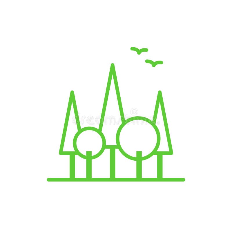Forest Icon. Green Drawing Isolated on White Background Stock Vector ...