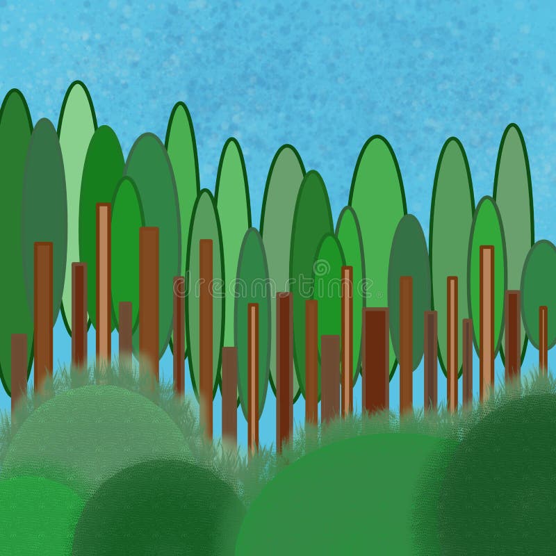 Forest Illustration in Simple Style Stock Image - Image of simple ...