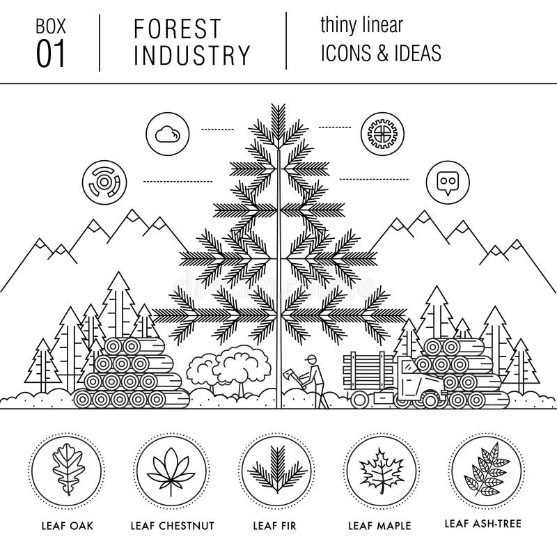 The Forest Industry in the Modern Linear Style Stock Illustration ...