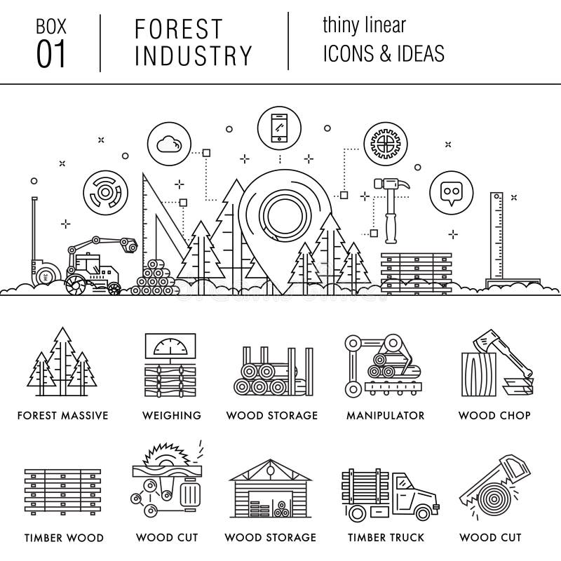 The Forest Industry in the Modern Linear Style Stock Illustration ...