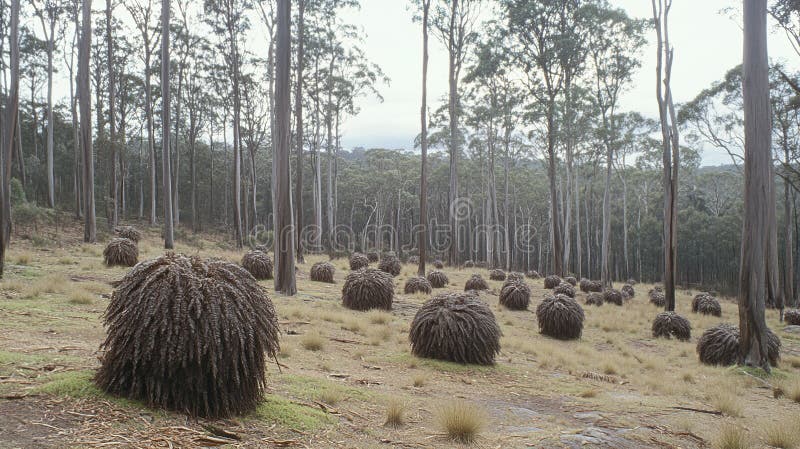 Forest Installation Spherical Sculptures in Grassy Woodland Clearing ...