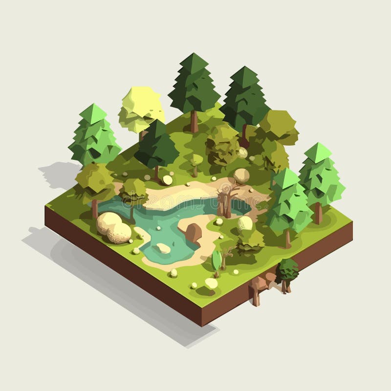Forest Isometric Vector Flat Minimalistic Isolated Illustration ...
