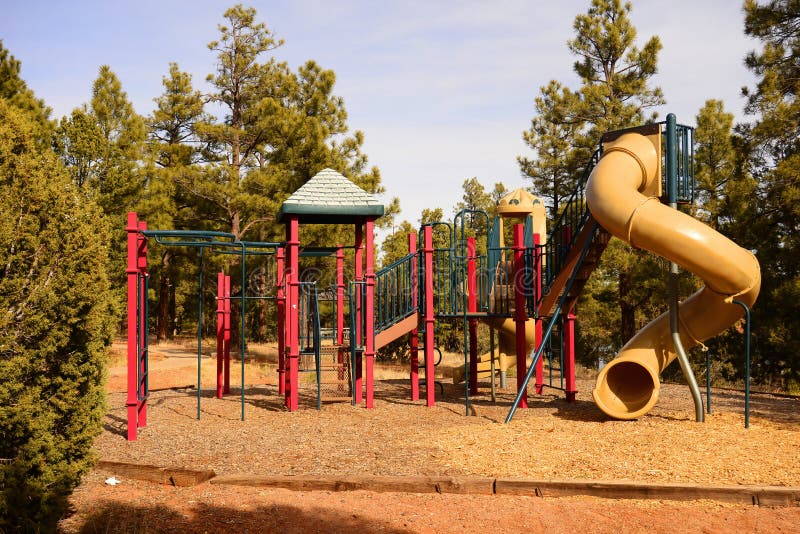 Forest Lake Playground stock image. Image of morning - 286963421