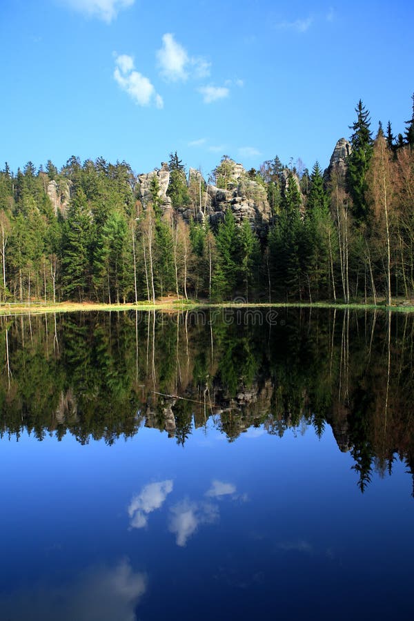 Forest lake rock stock photo. Image of czech, countryside - 5063592