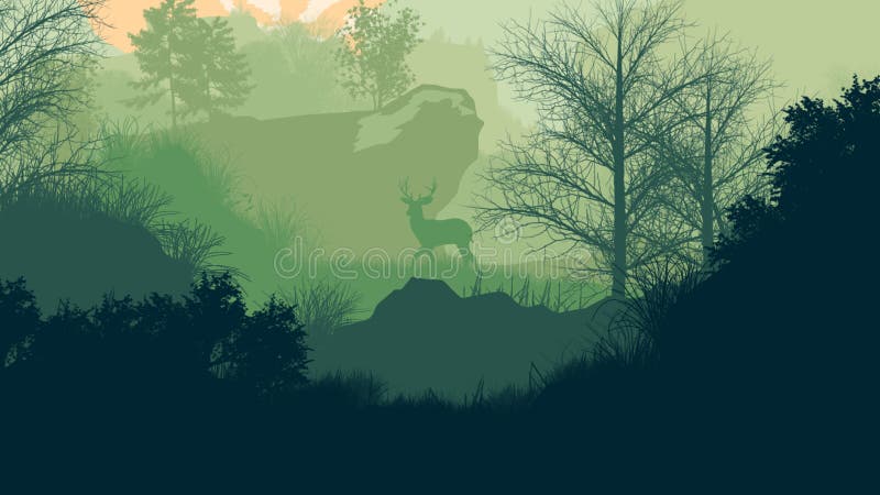 Forest Landscape, Background, Green Shape Stock Illustration ...