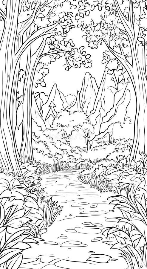Forest Landscape Coloring Book, Example of Children S Coloring Book ...
