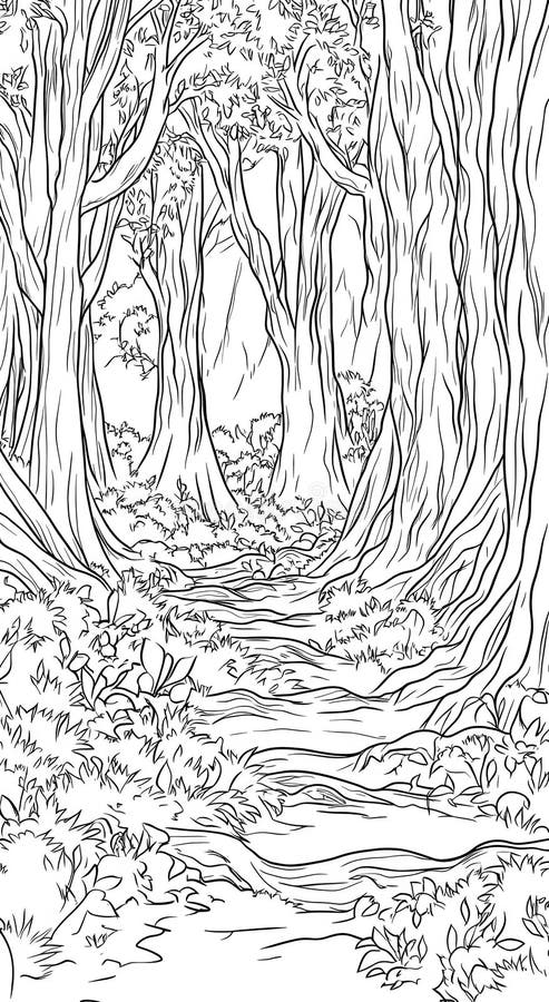 Forest Landscape Coloring Book, Example of Children S Coloring Book ...