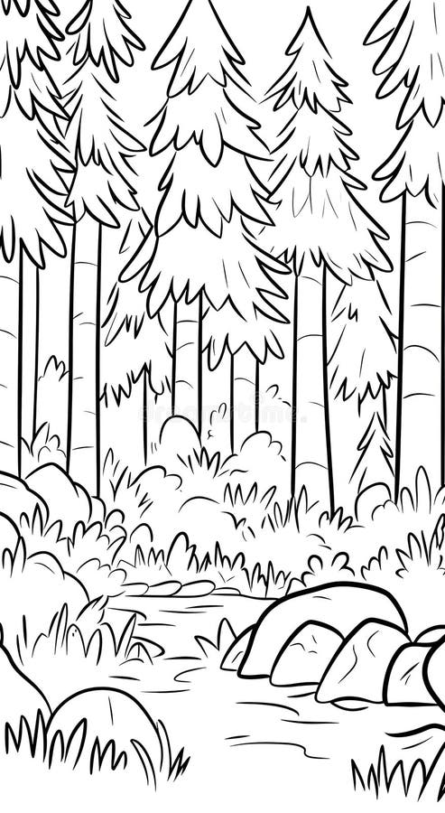 Forest Landscape Coloring Book, Example of Children S Coloring Book ...