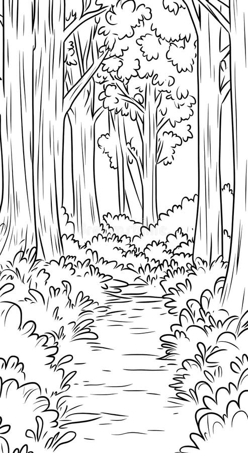 Forest Landscape Coloring Book, Example of Children S Coloring Book ...