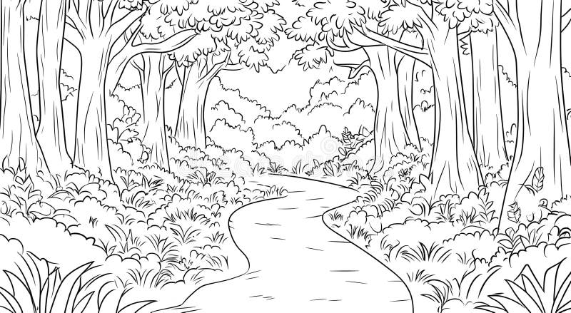 Forest Landscape Coloring Book, Example of Children S Coloring Book ...