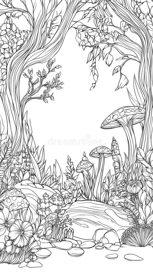 Forest Landscape Coloring Book, Example of Children S Coloring Book ...