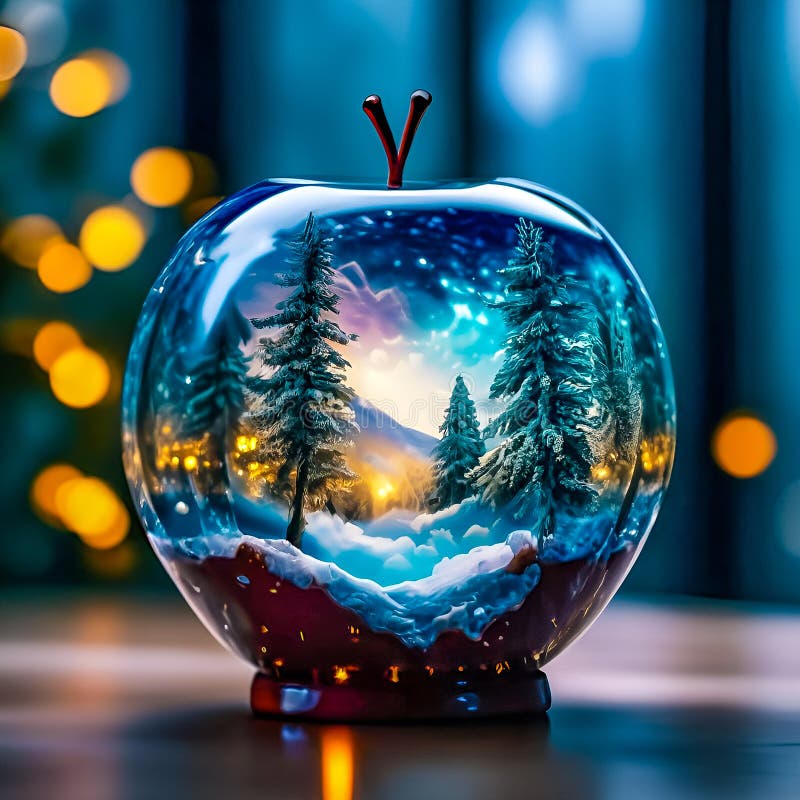 Forest Landscape in the Crystal Apple Stock Illustration - Illustration ...