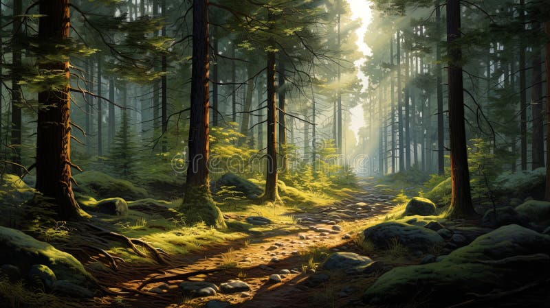 Forest Landscape: a Dense Forest with a Game of Light and a Shadow ...