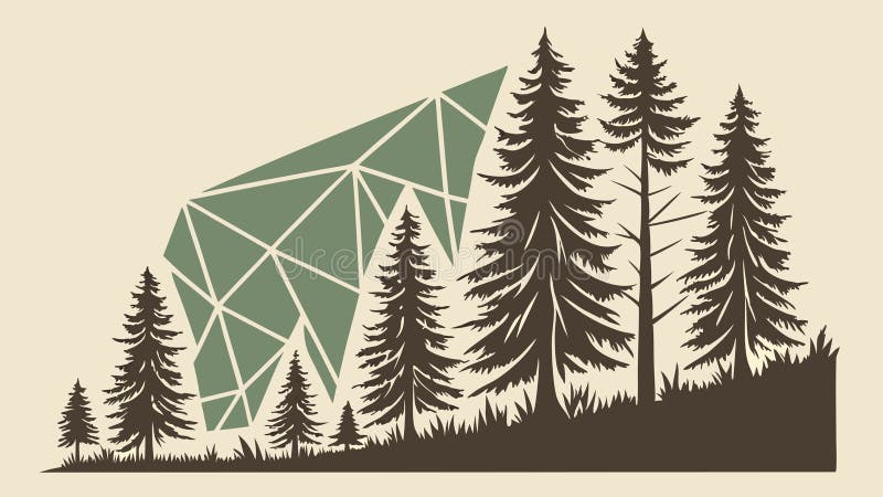 Forest Landscape with Geometric Mountains, Vector Design Generative AI ...