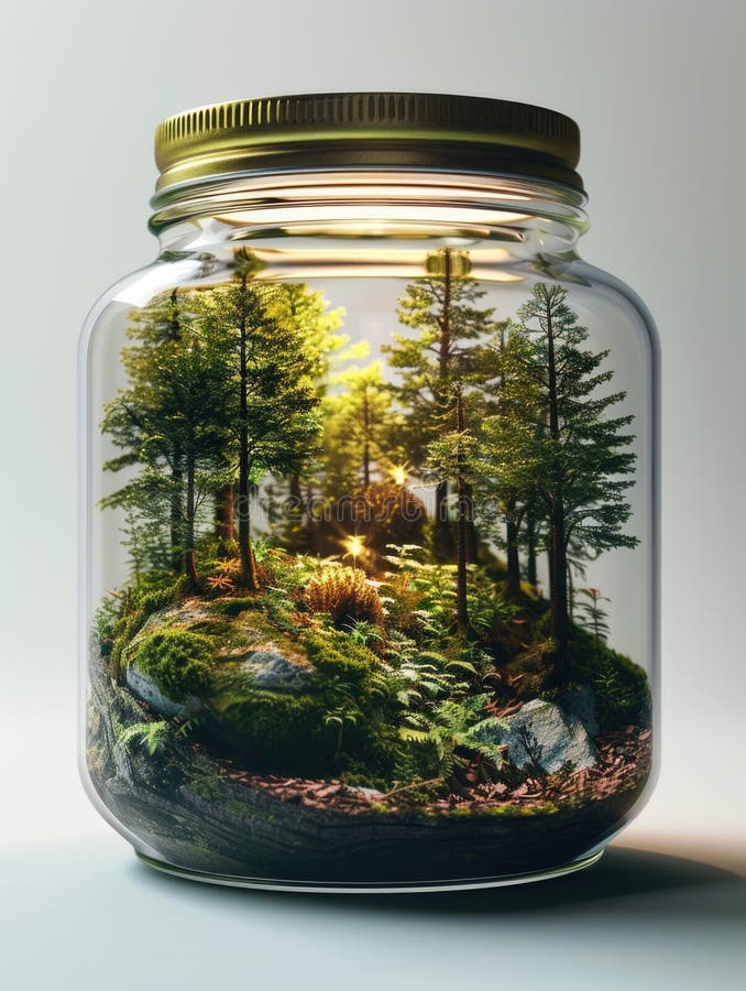 Forest Landscape in a Glass Jar Stock Photo - Image of display ...