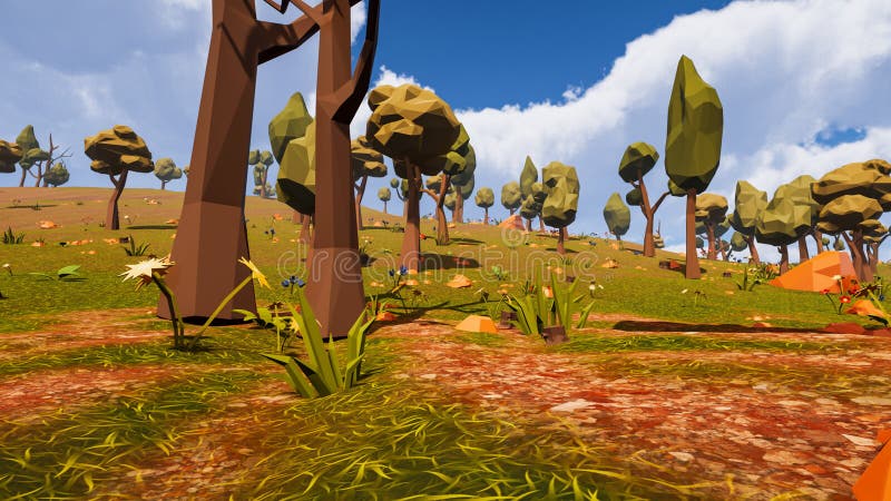 Forest Landscape of a Natural and Virtual Environment Design 3d Render ...