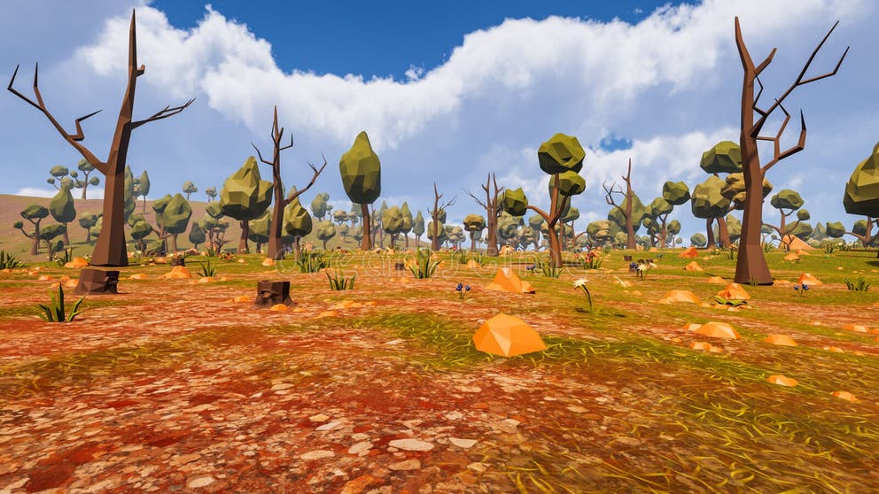 Forest Landscape of a Natural and Virtual Environment Design 3d Render ...