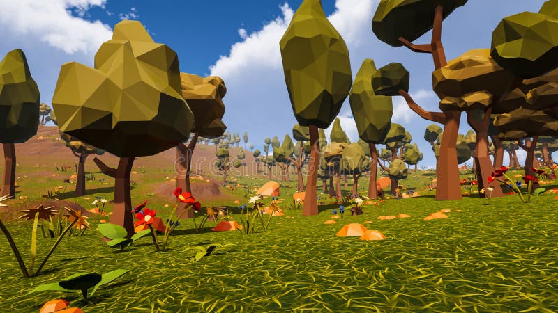 Forest Landscape of a Natural and Virtual Environment Design 3d Render ...