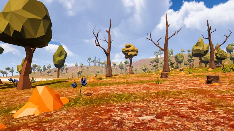 Forest Landscape of a Natural and Virtual Environment Design 3d Render ...